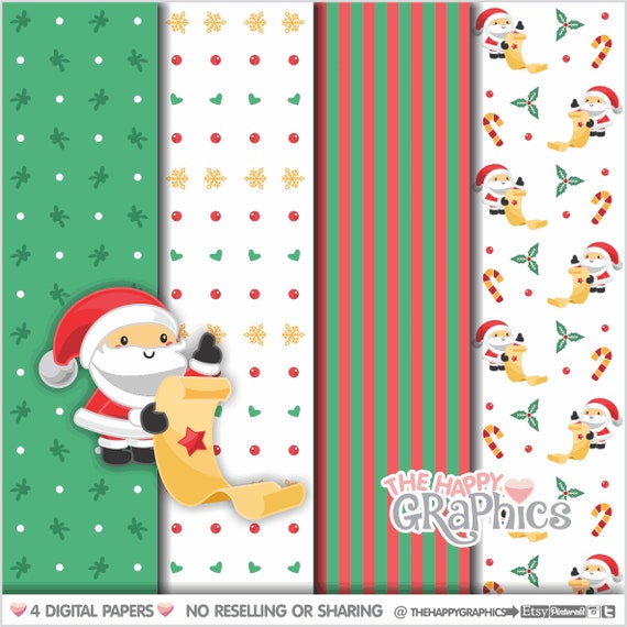 Santas Workshop, Digital Paper, Christmas Paper, Christmas Pattern ...