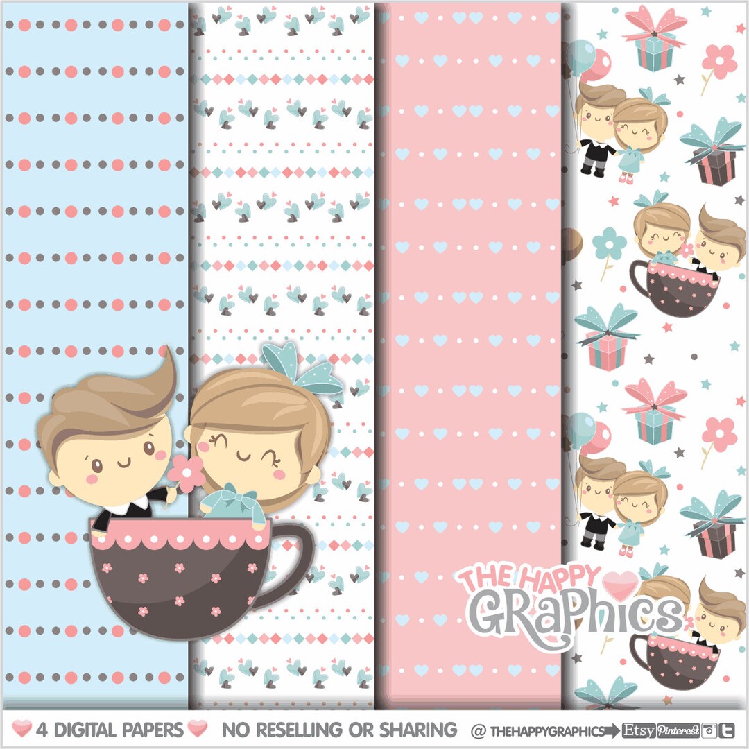 Valentine Digital Paper Valentine Pattern COMMERCIAL USE - Etsy
