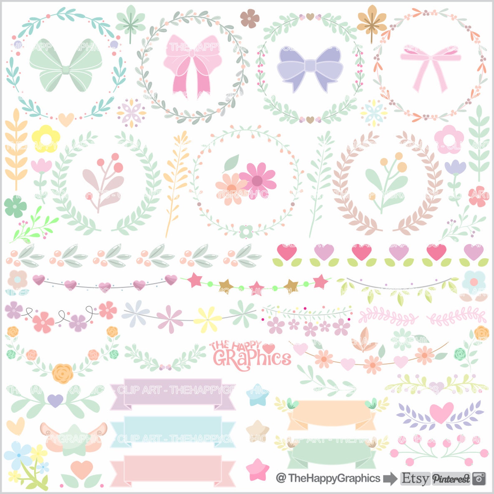 Borders Clipart Frame Clipart Badge Graphics COMMERCIAL | Etsy