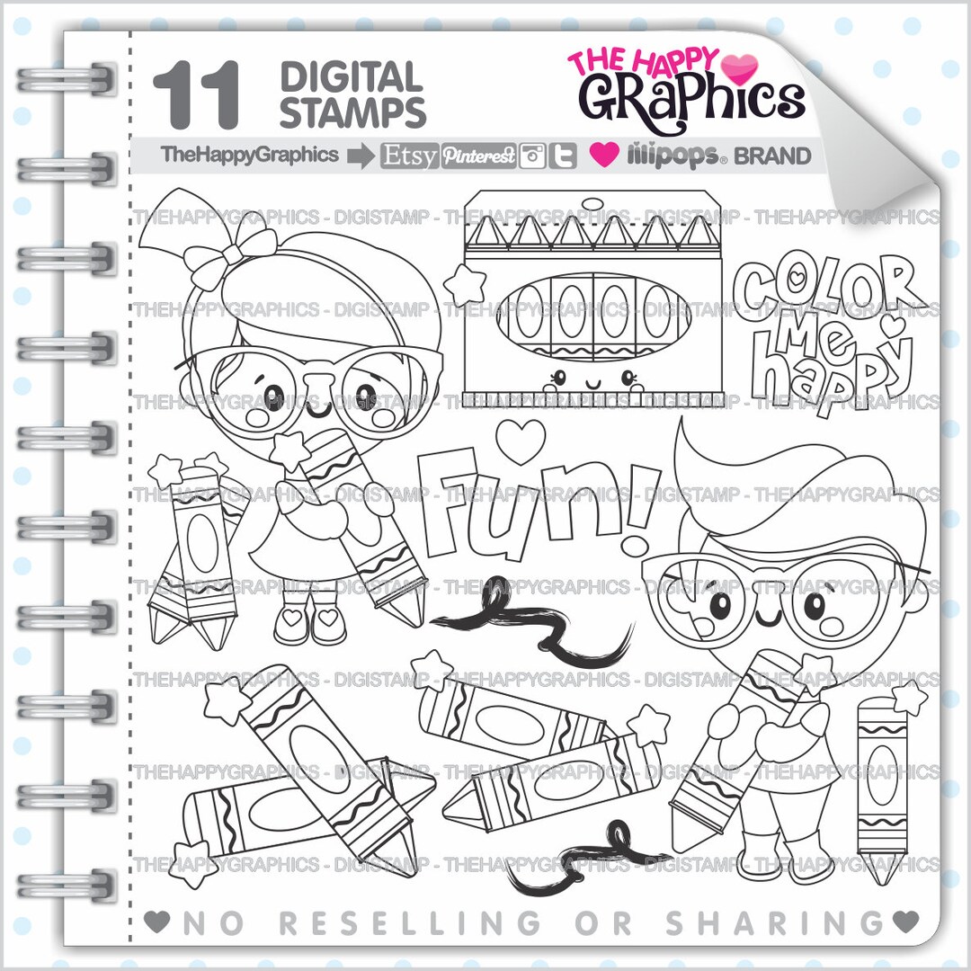 Crayon Digistamp, Digital Stamp, Back to School Digistamp, Digital ...