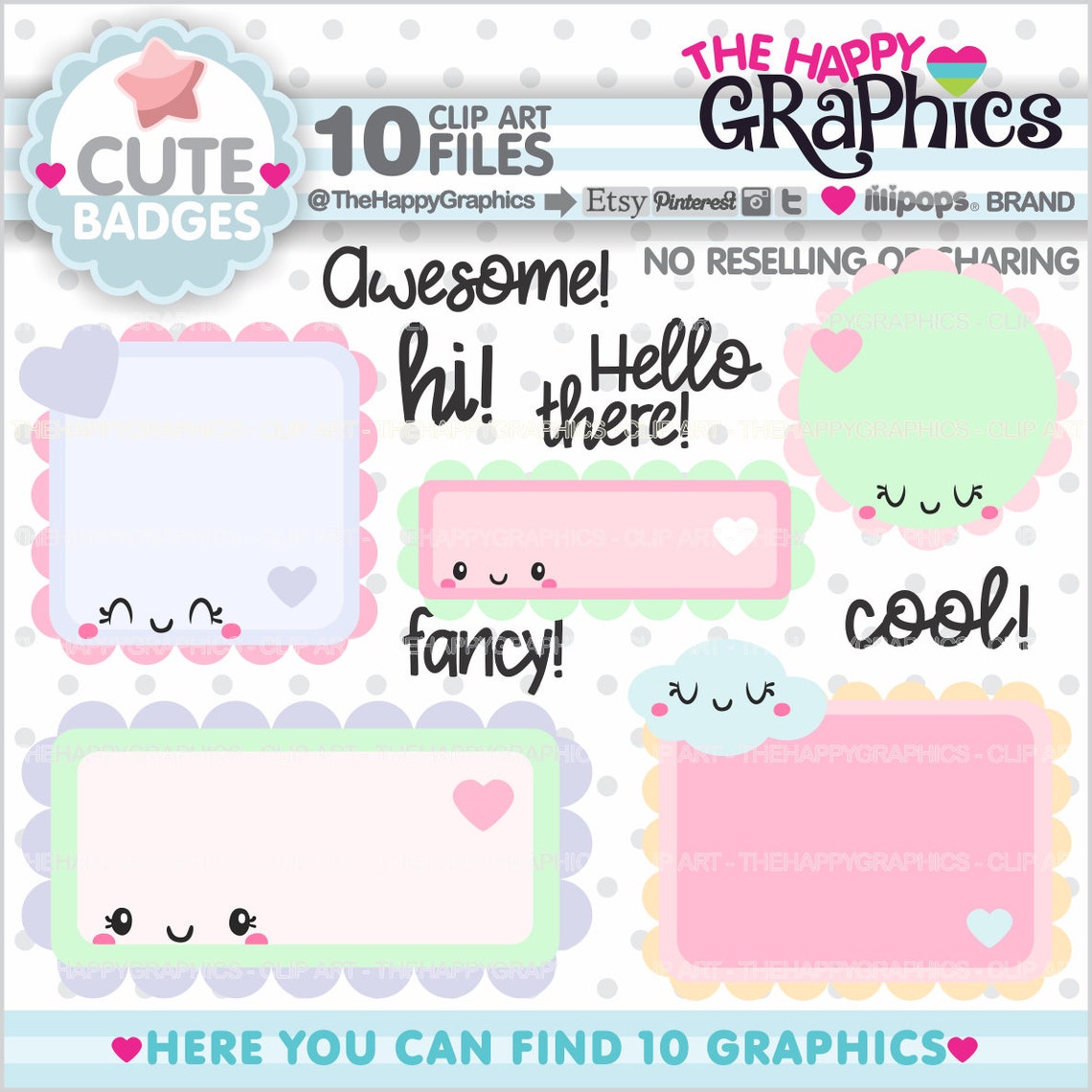 Frame Clipart Badge Graphics COMMERCIAL USE Label Clipart - Etsy