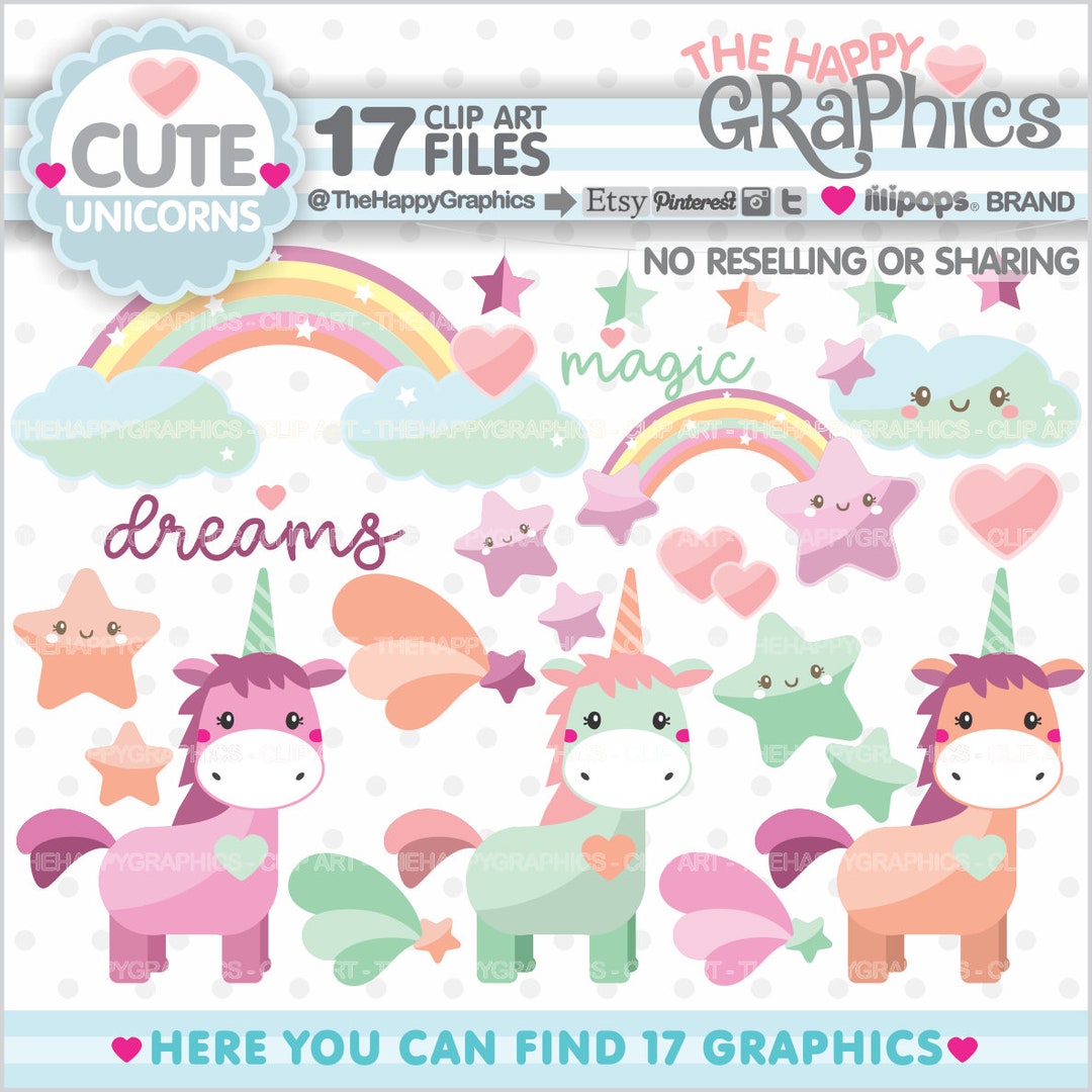 Unicorn Clipart, Unicorn Graphics, COMMERCIAL USE, Clip Art, Rainbow ...