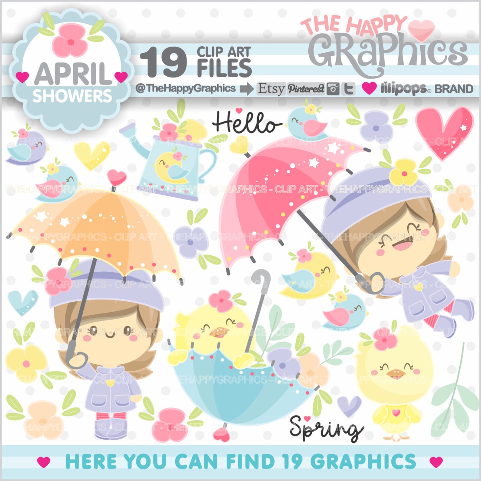 April Showers Clipart April Clipart April Graphics Rainy - Etsy