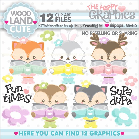 Book Clipart, Book Graphics, COMMERCIAL USE, Woodland Clipart, Book ...
