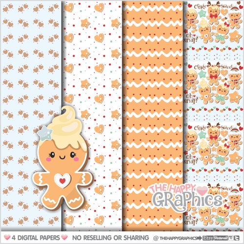 Gingerbread Digital Papers Gingerbread Pattern COMMERCIAL - Etsy