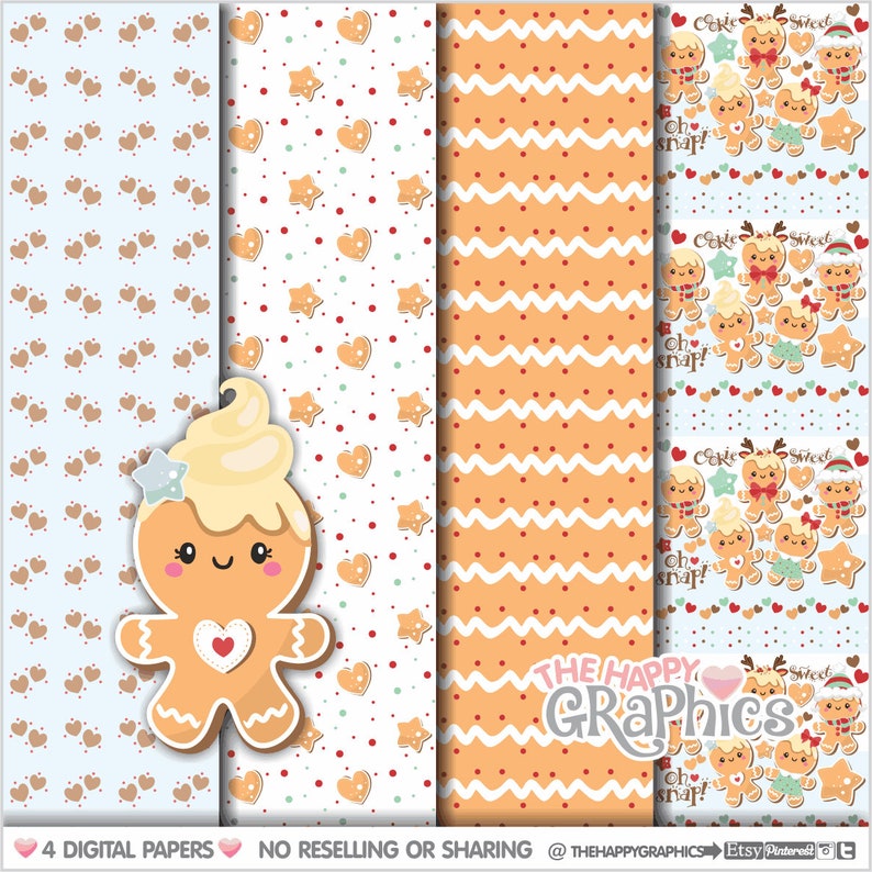 Gingerbread Digital Papers Gingerbread Pattern COMMERCIAL - Etsy