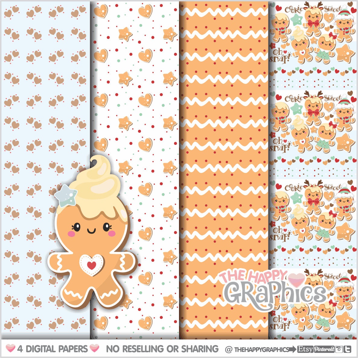Gingerbread Digital Papers Gingerbread Pattern COMMERCIAL - Etsy