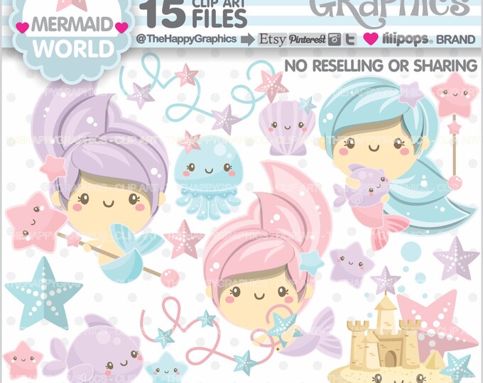 Mermaid Clipart Fairy Tale Clip Art Siren Clipart Under the Sea Clipart ...