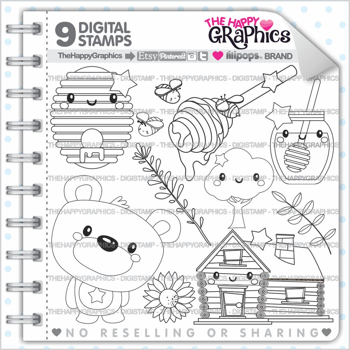 Bear Stamp Commercial Use Digi Stamp Digital Image Bear | Etsy