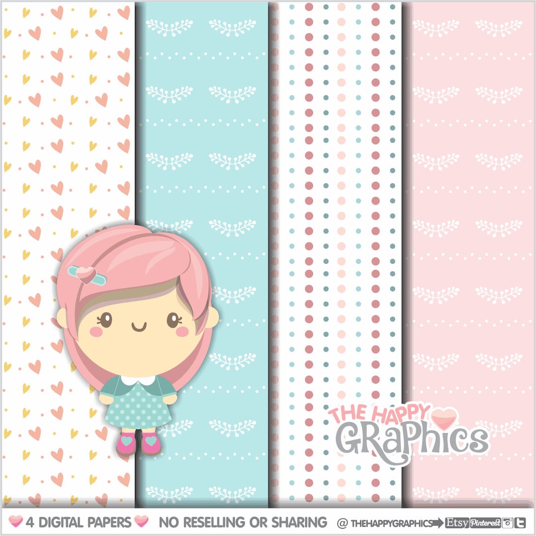 Planner Girl Digital Paper, Planner Girl Pattern, COMMERCIAL USE ...