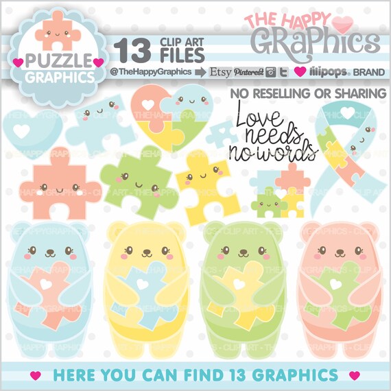 Puzzle Clipart Puzzle Graphics COMMERCIAL USE Bear Clipart - Etsy