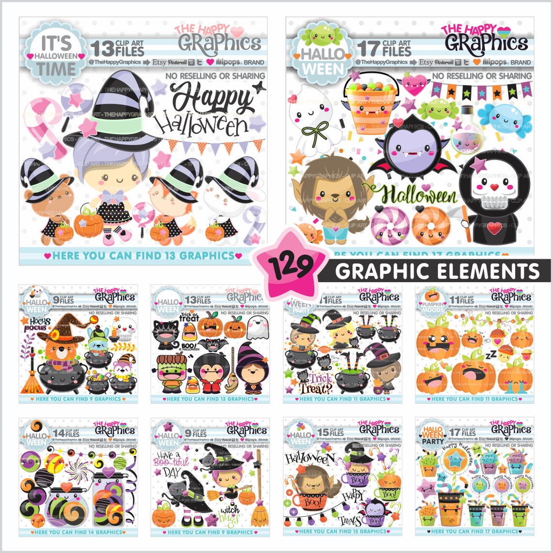 Halloween Bundle Halloween Clipart Clipart Bundle Graphic - Etsy