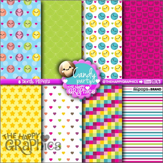 Candy Digital Paper, COMMERCIAL USE, Candy Pattern, Printable Paper ...