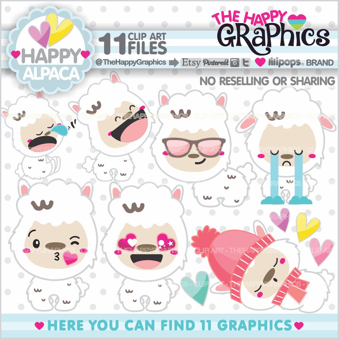 Alpaca Clipart, Alpaca Graphics, Commercial Use, Llama Clip Art, Llama ...