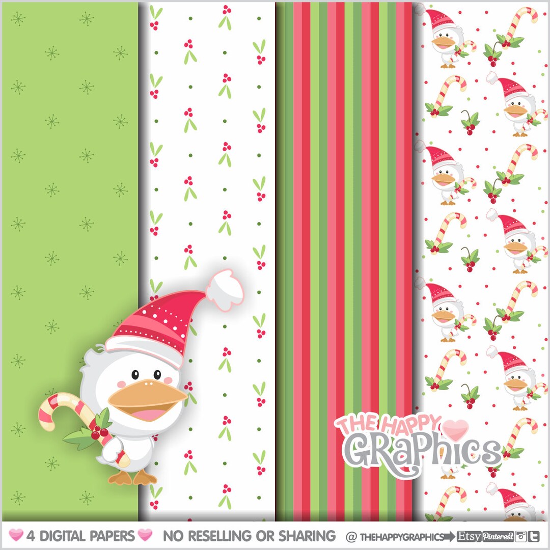 Papel Digital De Navidad, Pato De Navidad, Patrón De Navidad, Papel ...