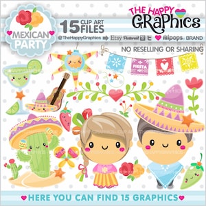 Mexican Clipart, Mexican Graphic, COMMERCIAL USE, Mexican Party ...