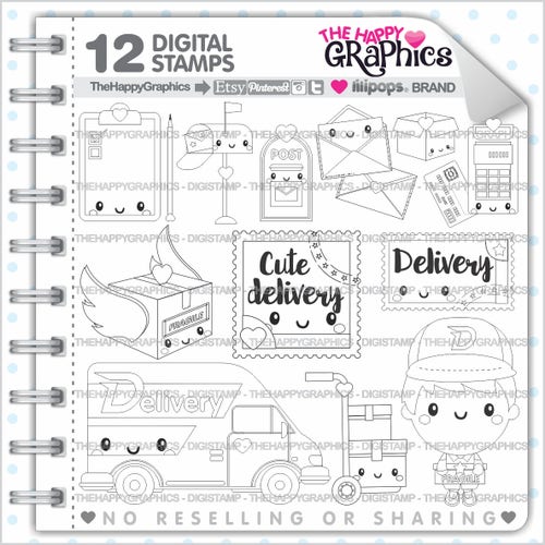 Transportation Stamp Commercial Use Digi Stamp Digital - Etsy