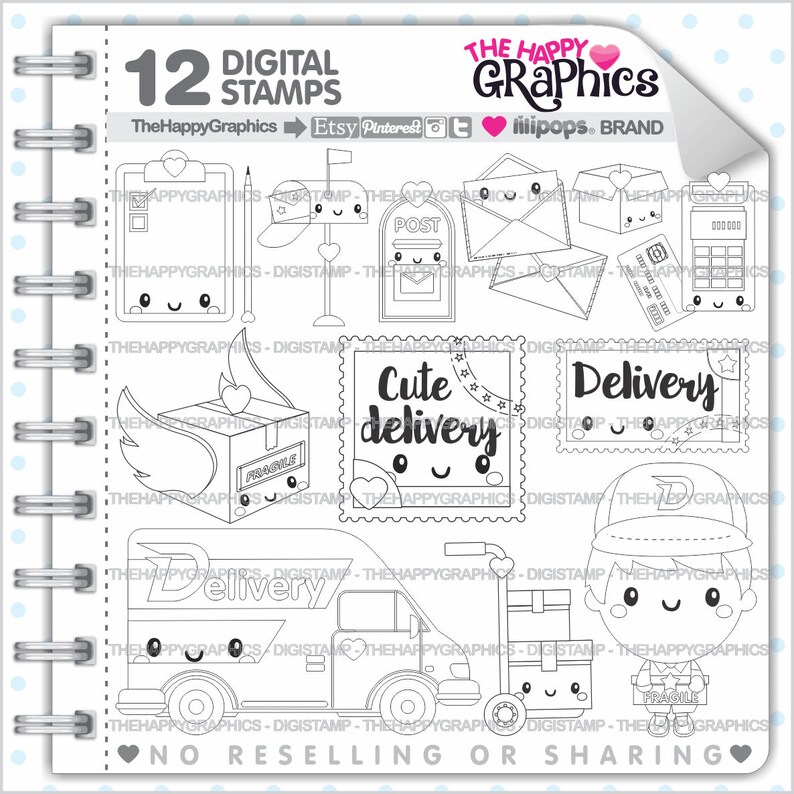 Delivery Stamp COMMERCIAL USE Digi Stamp Happy Mail Stamp - Etsy