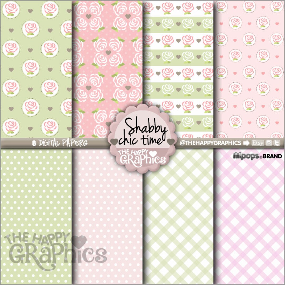 Shabby Chic, Digital Paper, COMMERCIAL USE, Shabby Chic Pattern ...