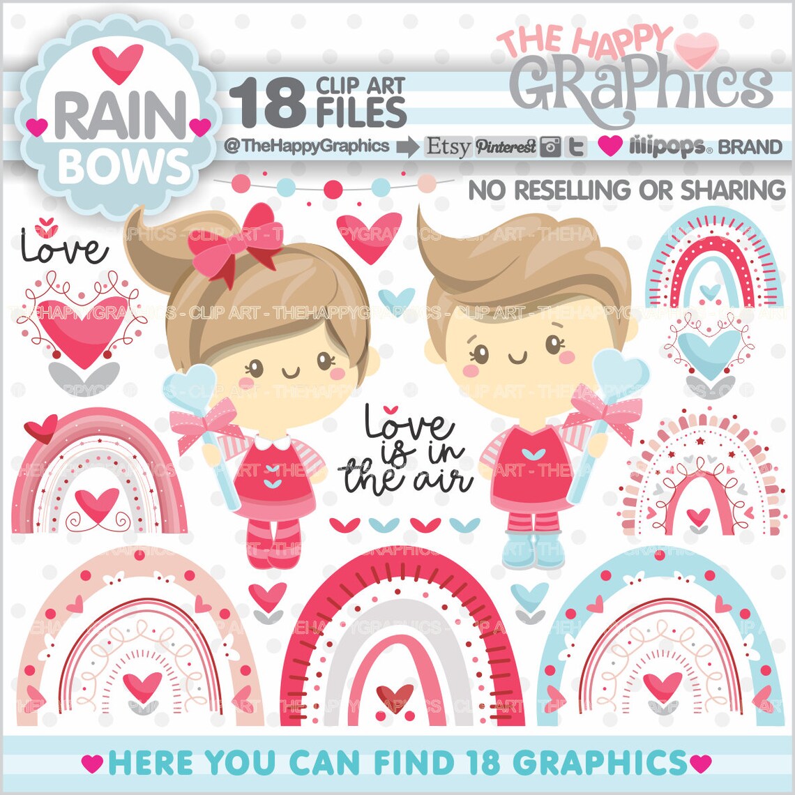 Love Clipart Love Graphic Rainbow Clipart Valentines Day - Etsy