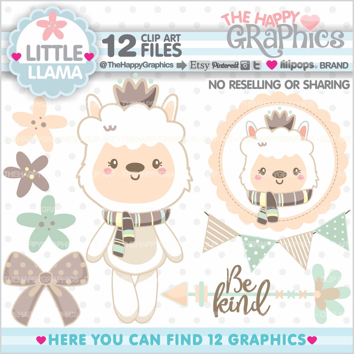 Llama Clipart Llama Graphics Animal Clipart COMMERCIAL USE - Etsy