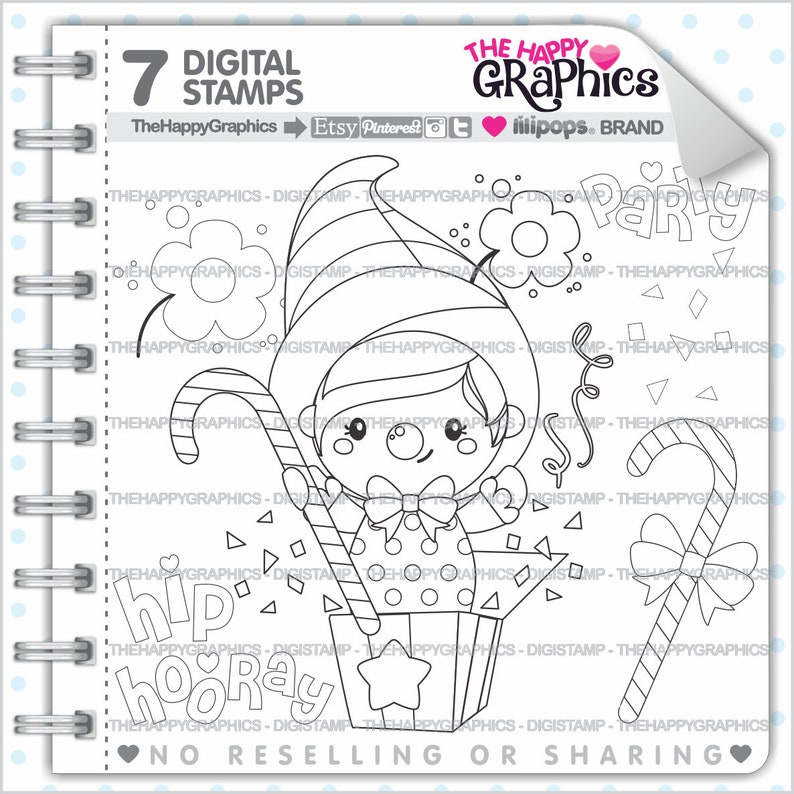 Clown Stamps Commercial Use Digi Stamp Digital Image Clown - Etsy