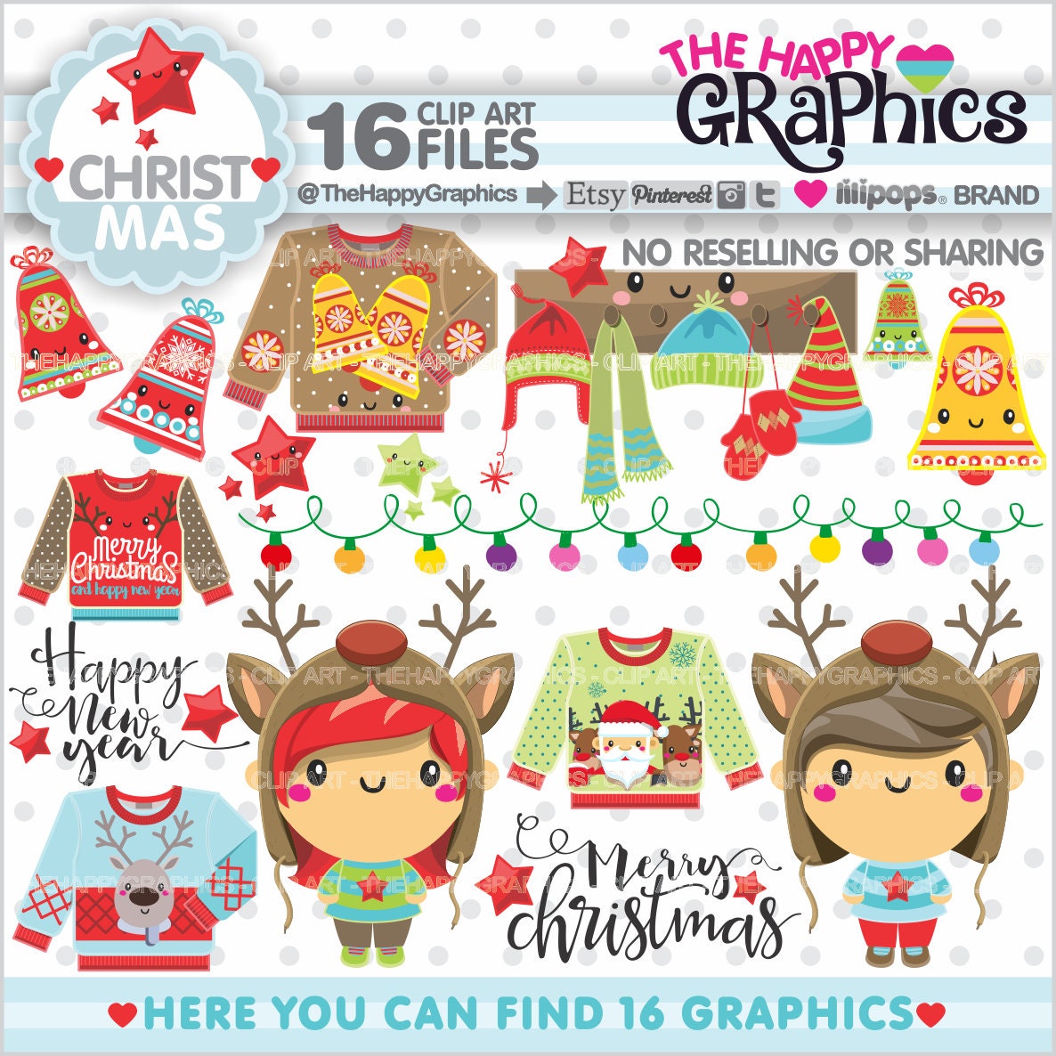 Christmas Clipart Christmas Graphics COMMERCIAL USE | Etsy