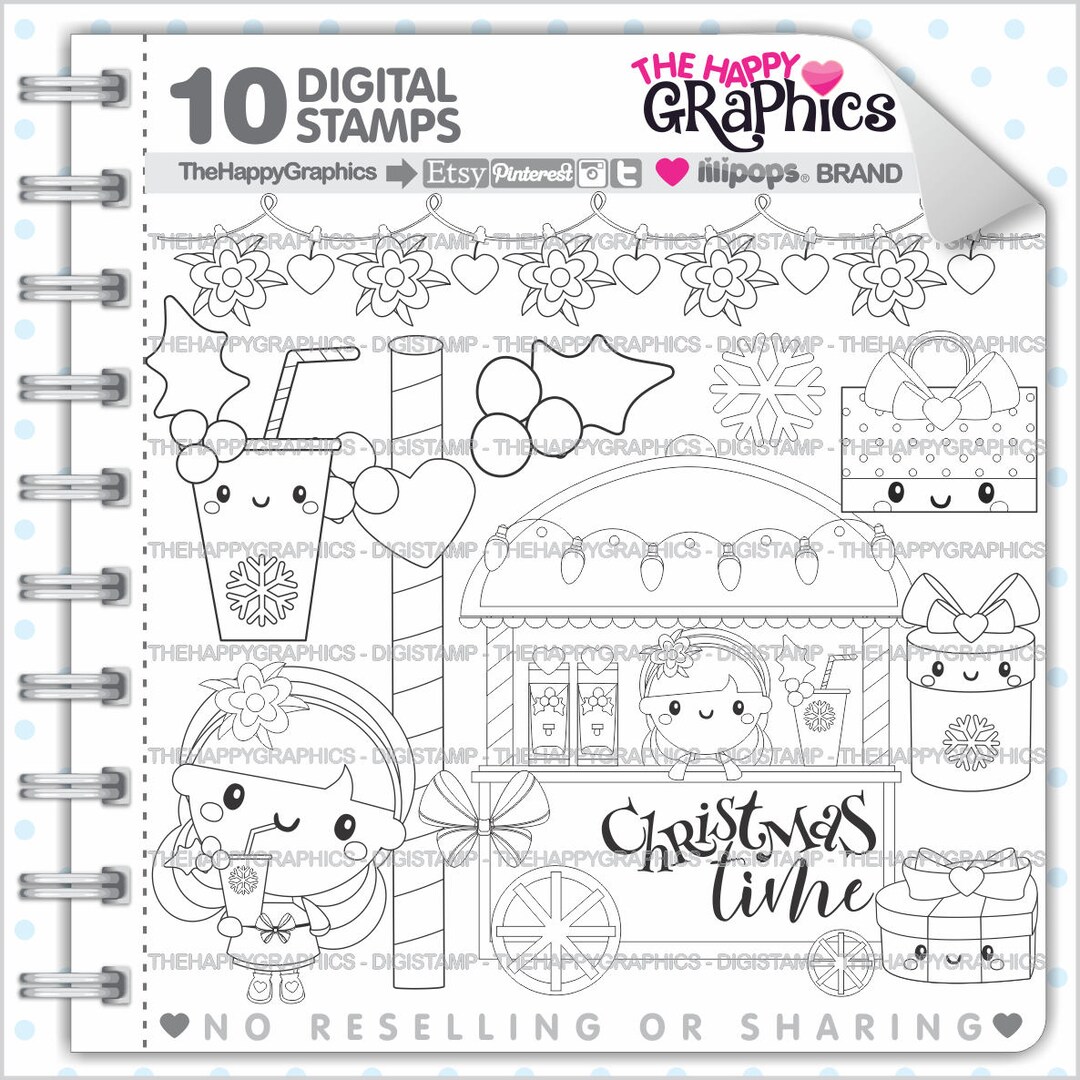 Christmas Stamp, COMMERCIAL USE, Digi Stamp, Digital Image, Christmas ...