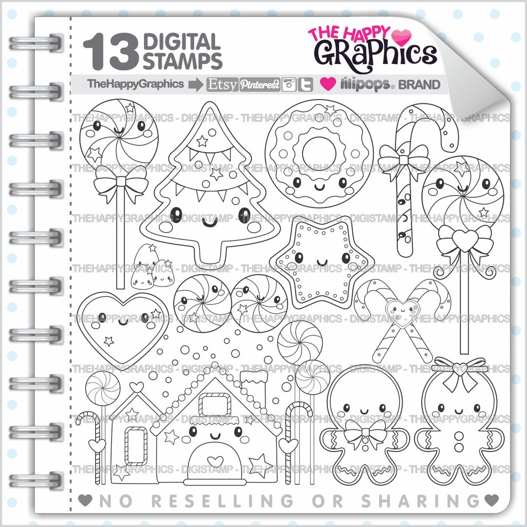 Gingerbread Stamp, COMMERCIAL USE, Digi Stamp, Digital Image ...