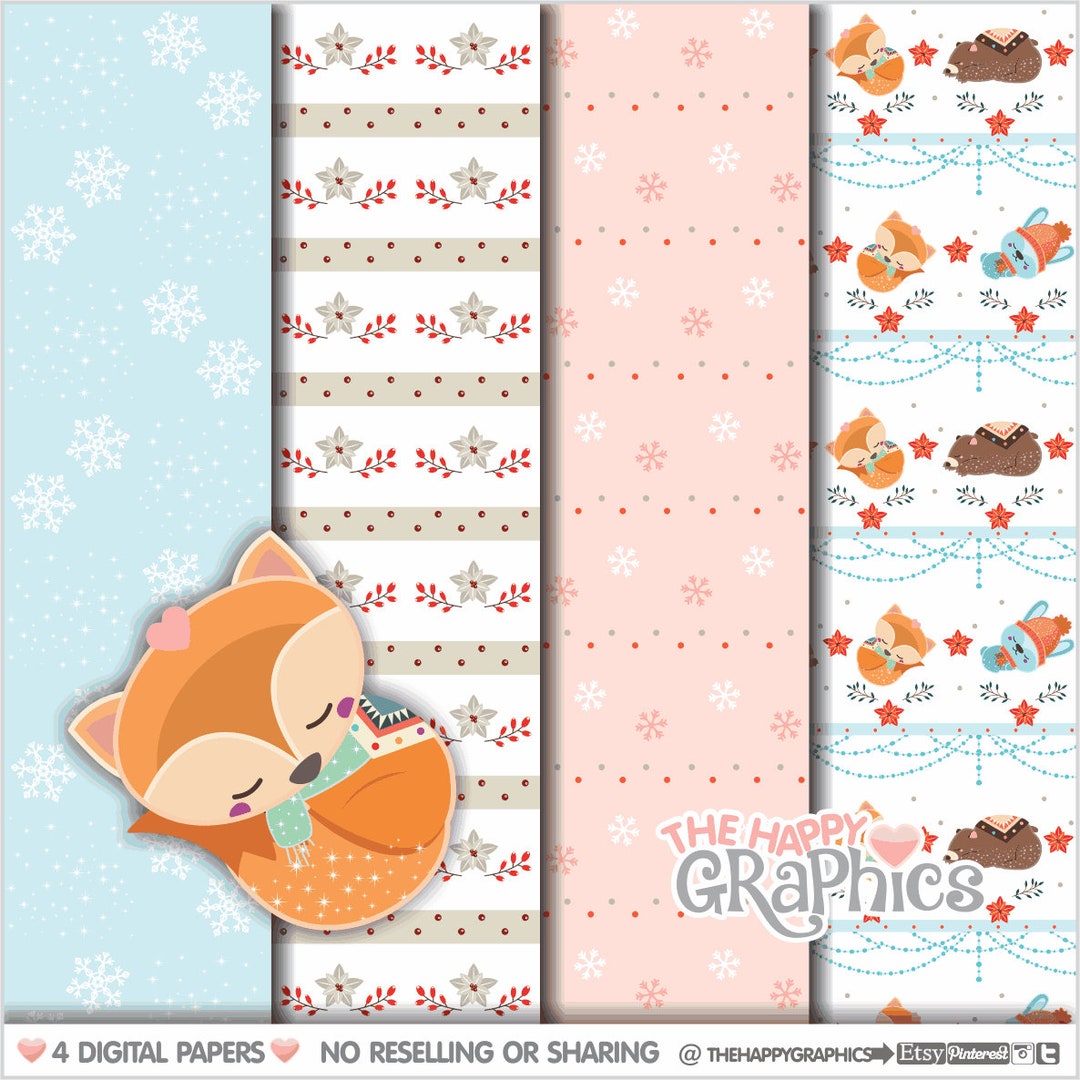 Winter Digital Paper COMMERCIAL USE Winter Pattern Winter - Etsy