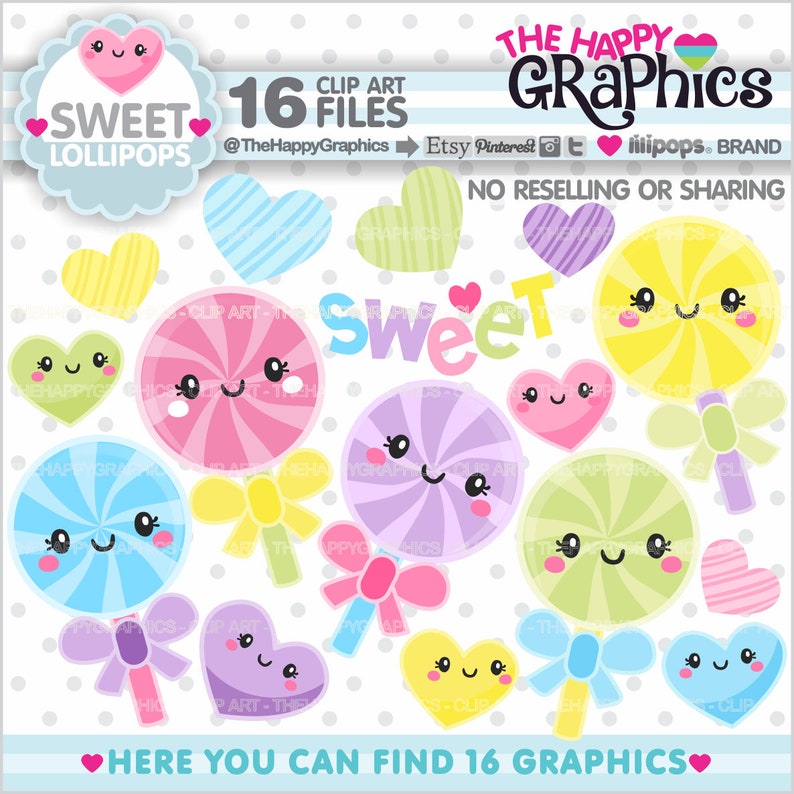 Candy Clipart Candy Graphics COMMERCIAL USE Lollipop - Etsy