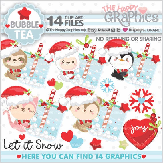 Christmas Clipart, Bubble Tea Clipart, COMMERCIAL USE, Bubble Tea ...