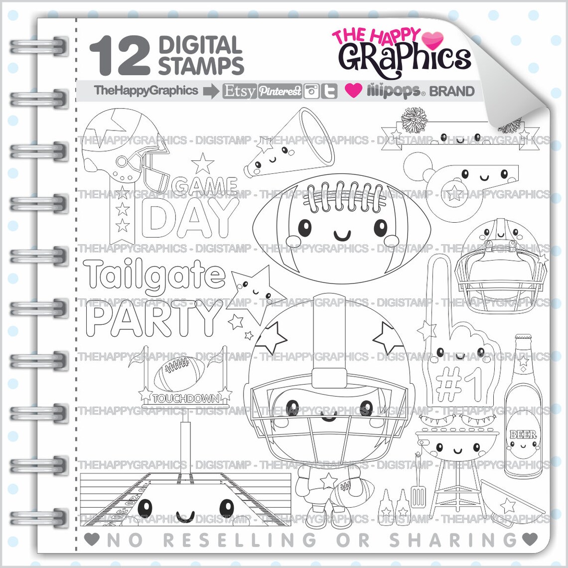 Football Stamp COMMERCIAL USE Digi Stamp Digital Image - Etsy