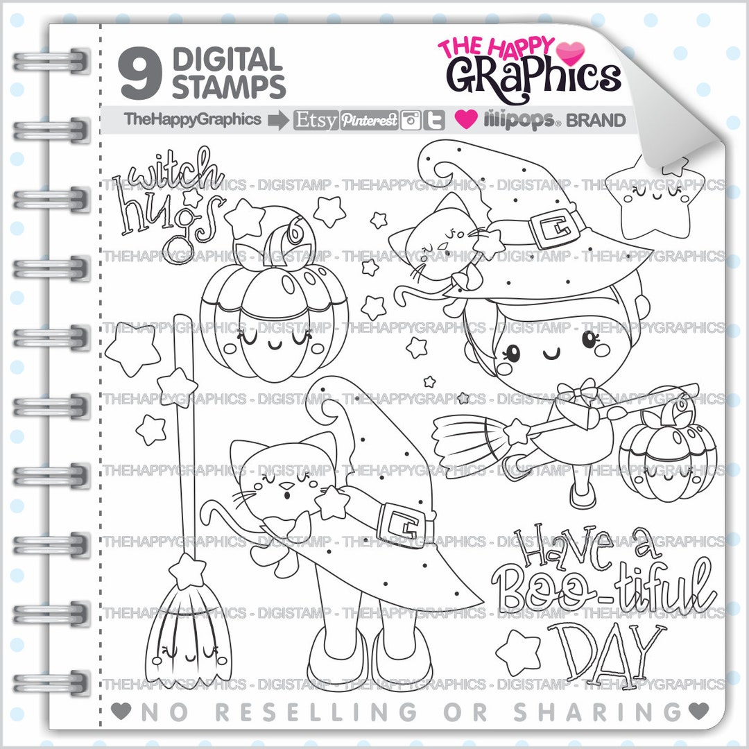 Halloween Stamp Commercial Use Digi Stamp Digital Image - Etsy