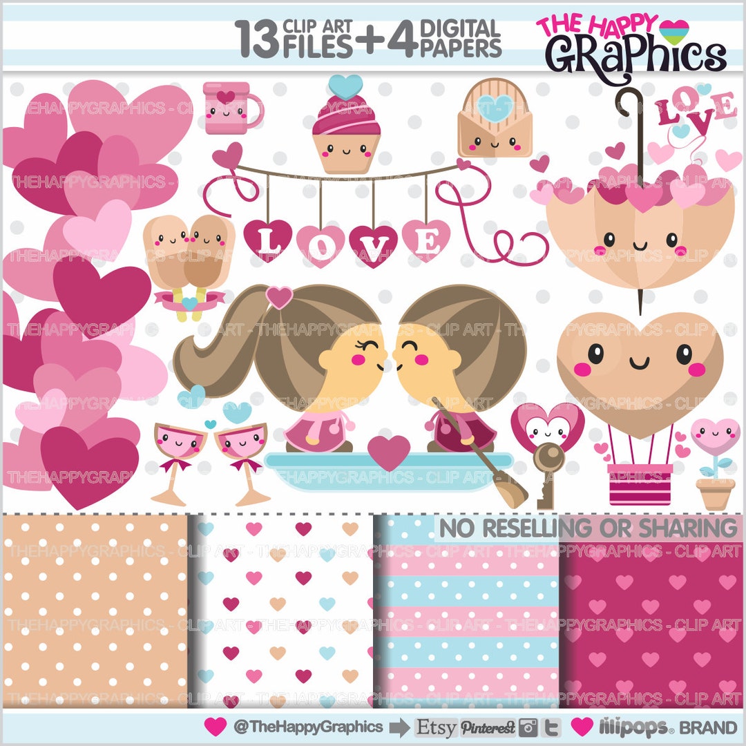 Valentine Clipart, Love Clipart, Valentines Day Clipart, COMMERCIAL USE ...