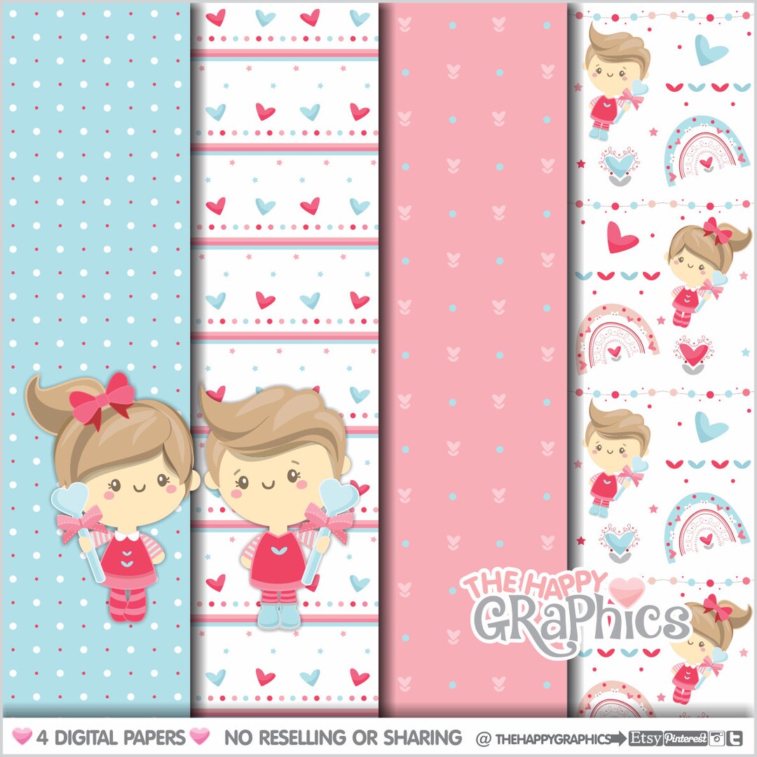 Valentine Digital Paper Rainbow Paper Valentine Pattern - Etsy