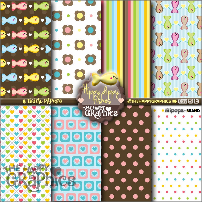 Fish Digital Paper COMMERCIAL USE Printable Paper Fish | Etsy