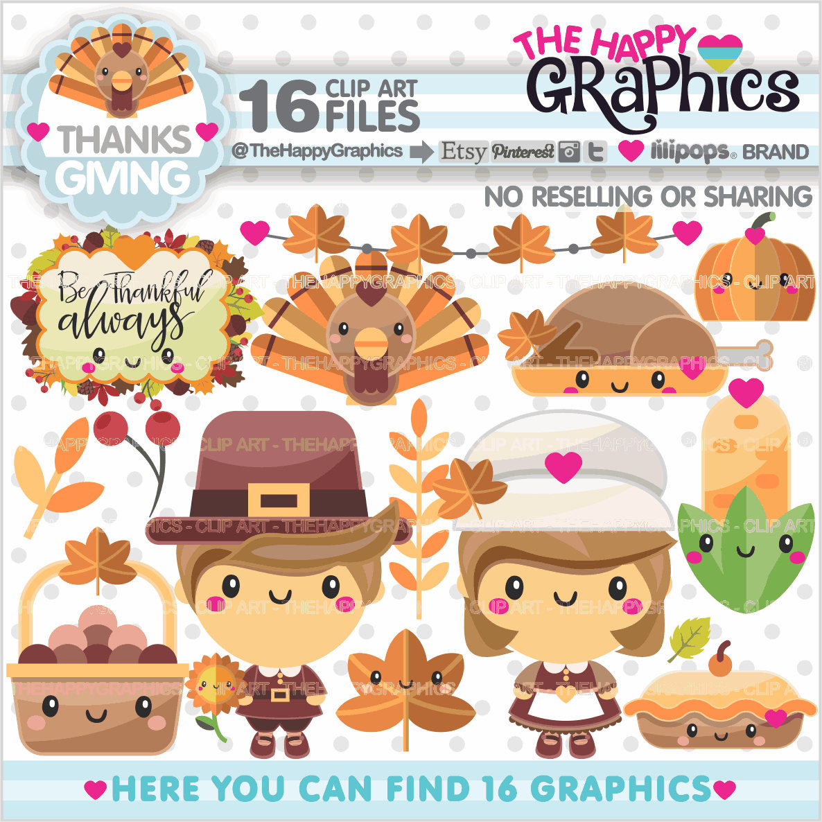 Thanksgiving Clipart Thanksgiving Graphic COMMERCIAL USE | Etsy