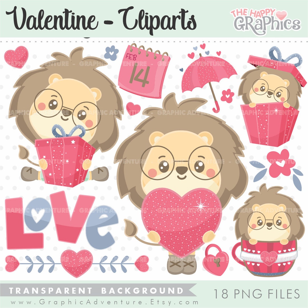 Valentine's Day, Clipart, Lion Clipart, Animal Clipart, Animal Graphics ...