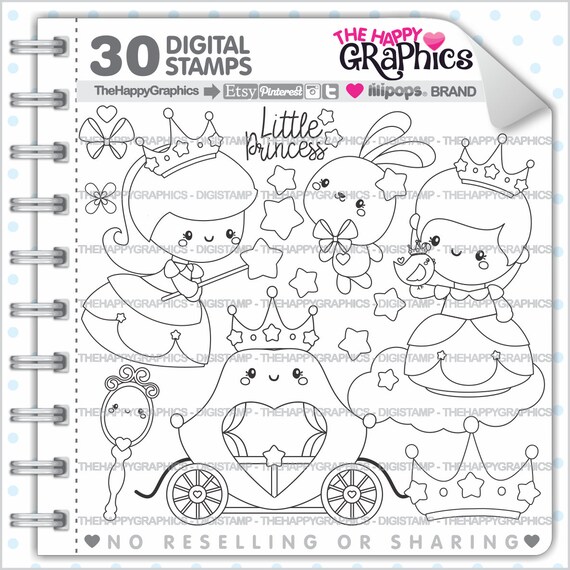 Princess Stamps Princess Digital Stamps COMMERCIAL USE - Etsy