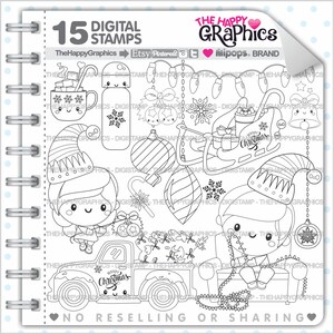 Christmas Stamp, COMMERCIAL USE, Digi Stamp, Digital Image, Christmas ...