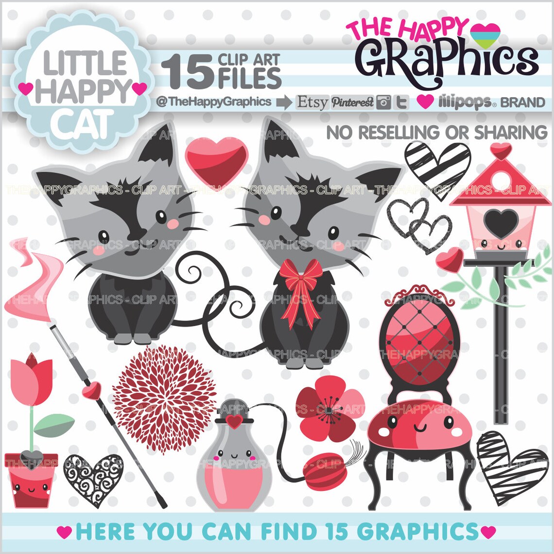 Cat Clipart Cat Graphic COMMERCIAL USE Cat Party Black Cat - Etsy