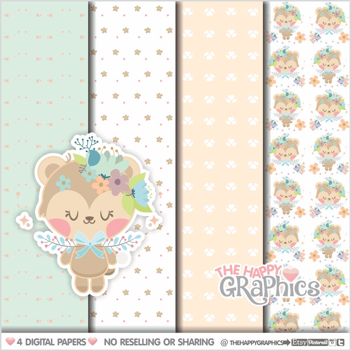 Spring Digital Paper COMMERCIAL USE Spring Pattern Nursery | Etsy