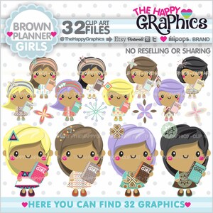 Planner Girl, Clipart, Planning Graphics, COMMERCIAL USE, Planner Party ...