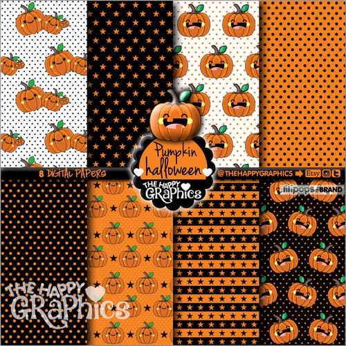 Halloween Digital Paper COMMERCIAL USE Halloween Printable - Etsy