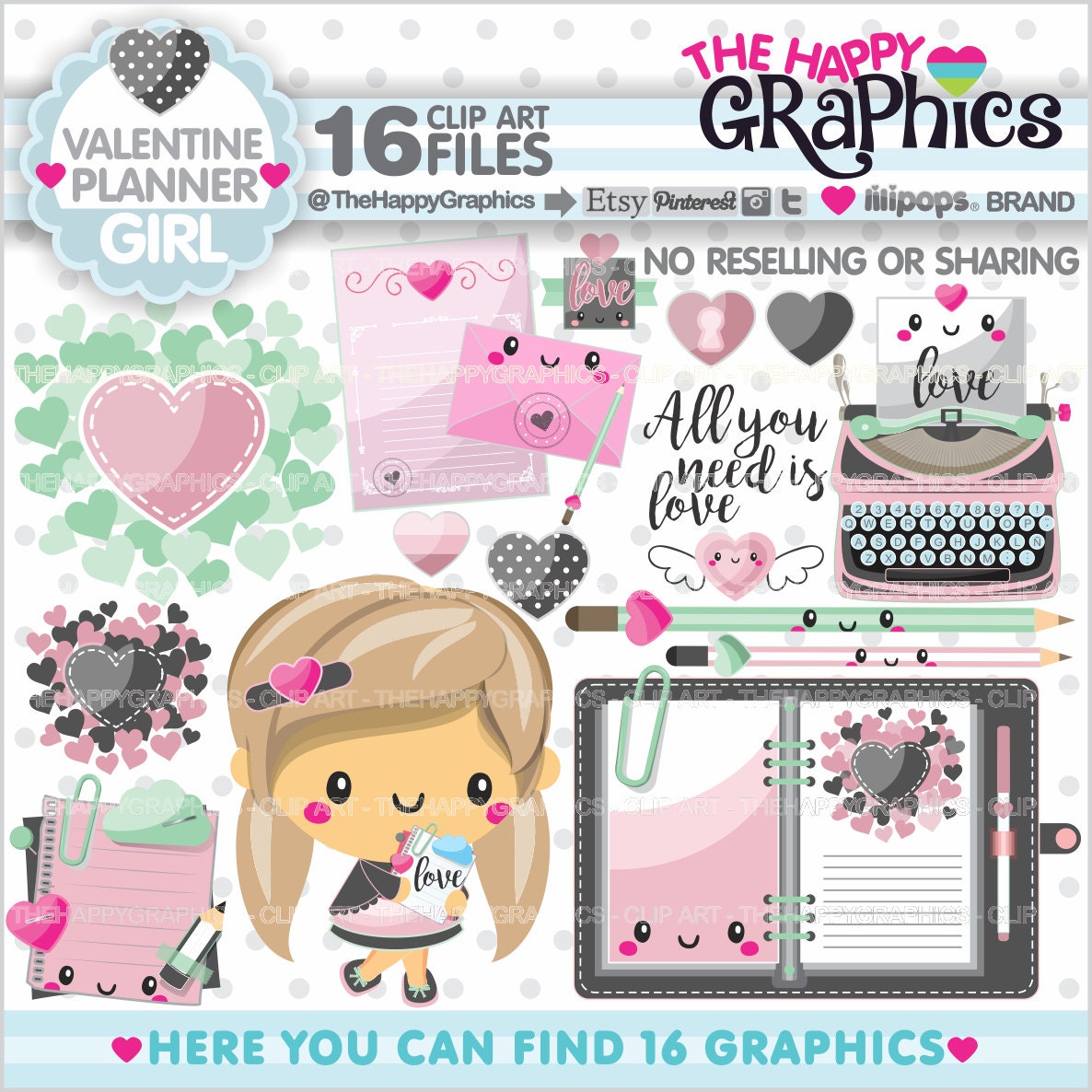 Valentine Clipart Valentine Graphics COMMERCIAL USE - Etsy