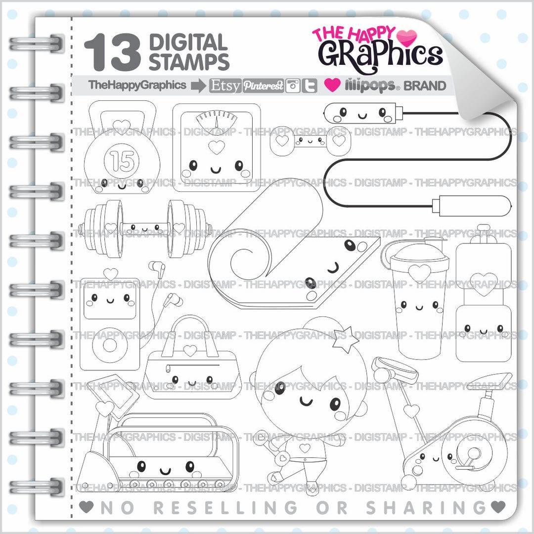 Fitness Stamp, COMMERCIAL USE, Digi Stamp, Gym Stamp, Fitness Digistamp ...