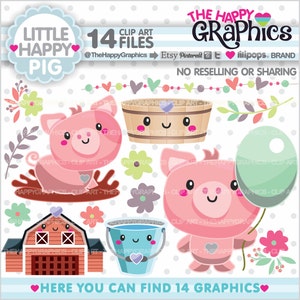 Pig Clipart, Pig Graphic, COMMERCIAL USE, Pig Party, Planner ...