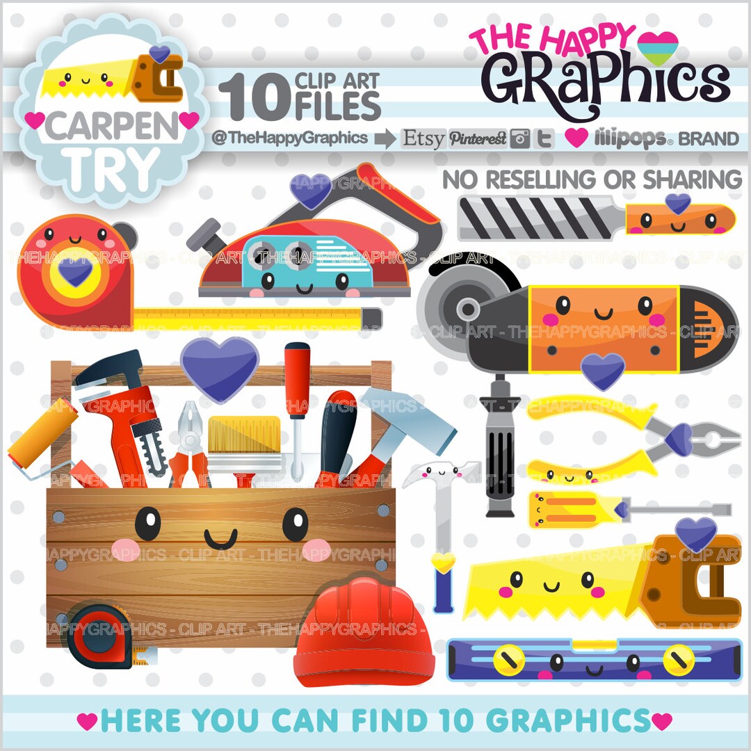Carpentry Clipart, Carpentry Graphic, COMMERCIAL USE, Toolbox Clipart ...