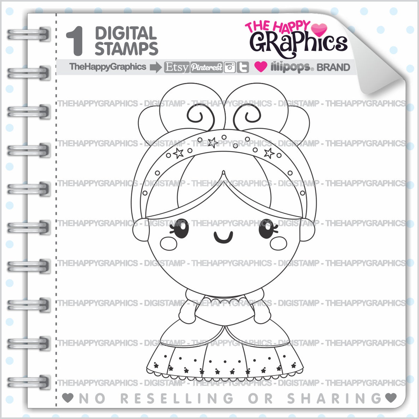 Princess Stamp COMMERCIAL USE Princess Digi Stamp Digital - Etsy